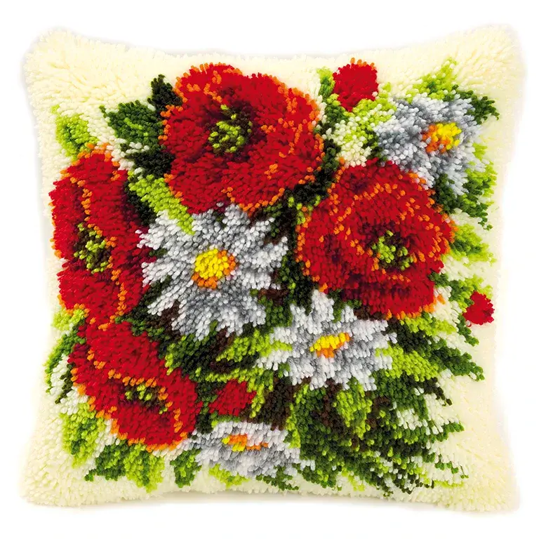 Latch Hook Kit Cushion Poppies 1 by Vervaco