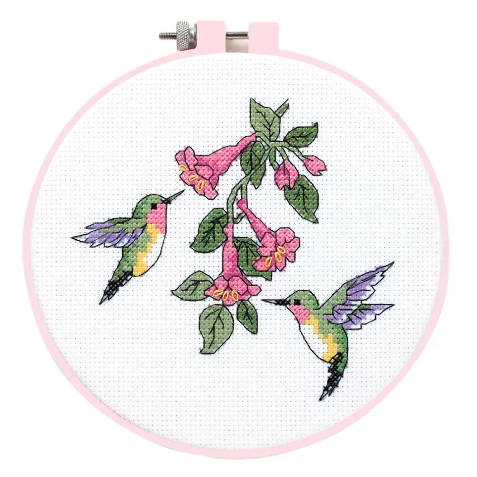 Learn-a-Craft Counted Cross Stitch Kit with Hoop Hummingbird Duo by ...
