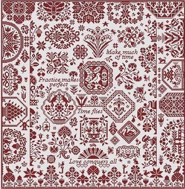 Long Dog Samplers Scarlet Ribands printed cross stitch chart - LD40