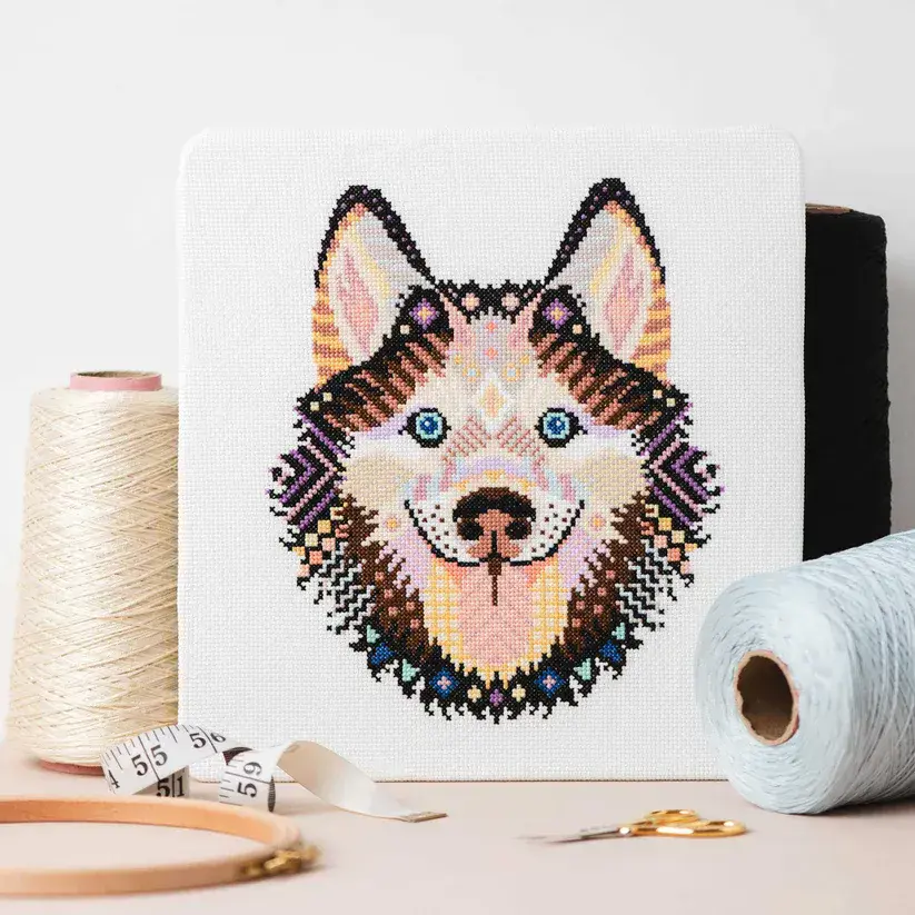 Mandala Husky by Meloca Designs printed cross stitch chart