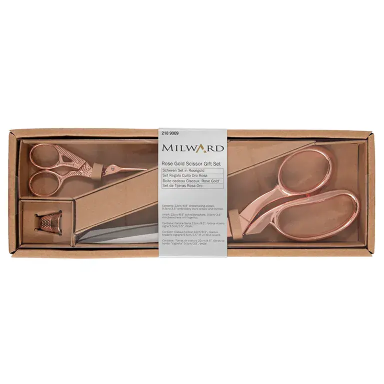 Milward Gift Set Dressmaking and Embroidery Scissors with Thimble Rose Gold