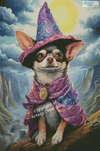 Mini Chihuahua Wizard by Artecy printed cross stitch chart