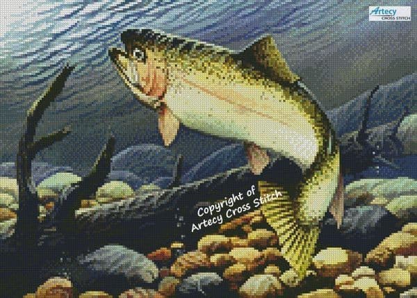 Mini Rainbow Trout Swimming by Artecy printed cross stitch chart