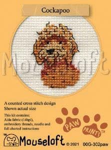 Mouseloft Cockapoo Paw Prints cross stitch kit