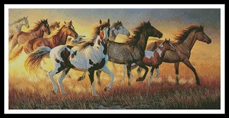 Mustangs by Artecy printed cross stitch chart
