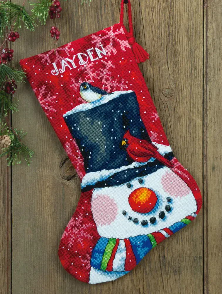 Needlepoint Kit Stocking Snowman and Friend by Dimensions