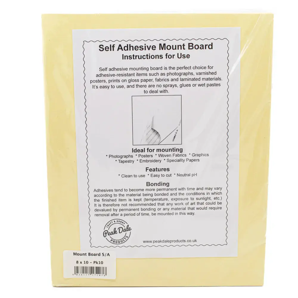 Peak Dale Self Adhesive Mount Board Pk 10 - 8 x 10 Inches