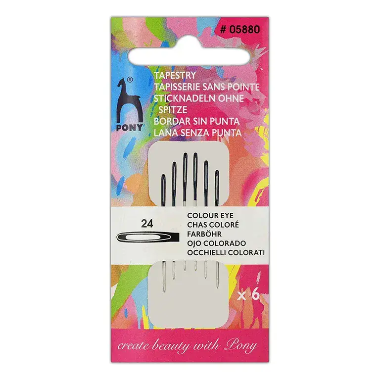 Pony Hand Sewing Needles Tapestry Colour-Coded Eye Size 24