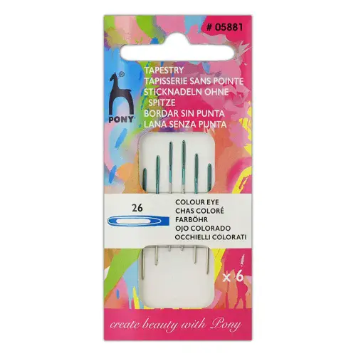 Pony Hand Sewing Needles Tapestry Colour-Coded Eye Size 26