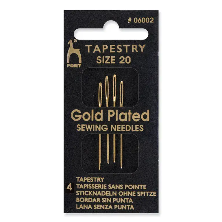 Pony Hand Sewing Needles Tapestry Gold Plated Size 20