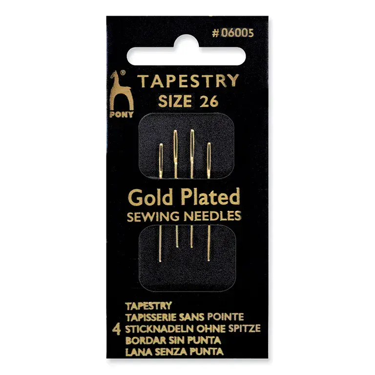 Pony Hand Sewing Needles Tapestry Gold Plated Size 26