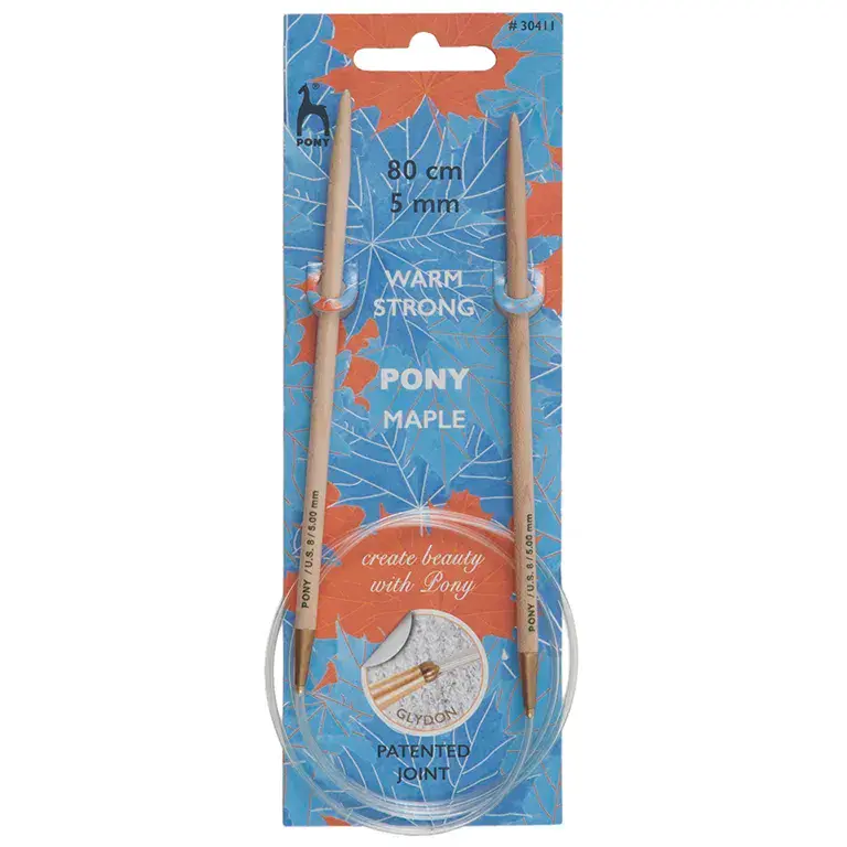 Pony Knitting Needles Circular Fixed Maple 80cm x 5 00mm