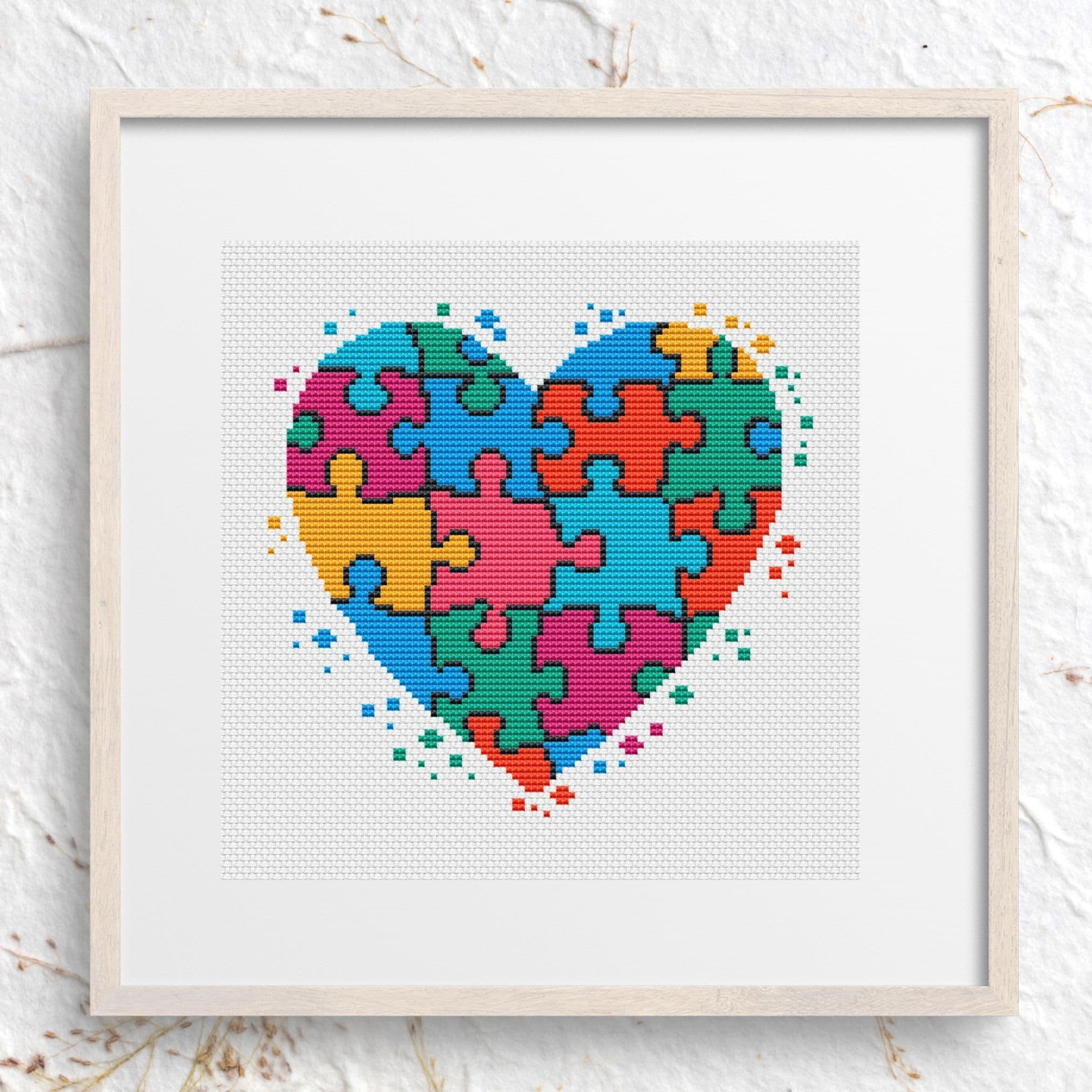 Puzzle Heart cross stitch chart by Artmishka Cross Stitch