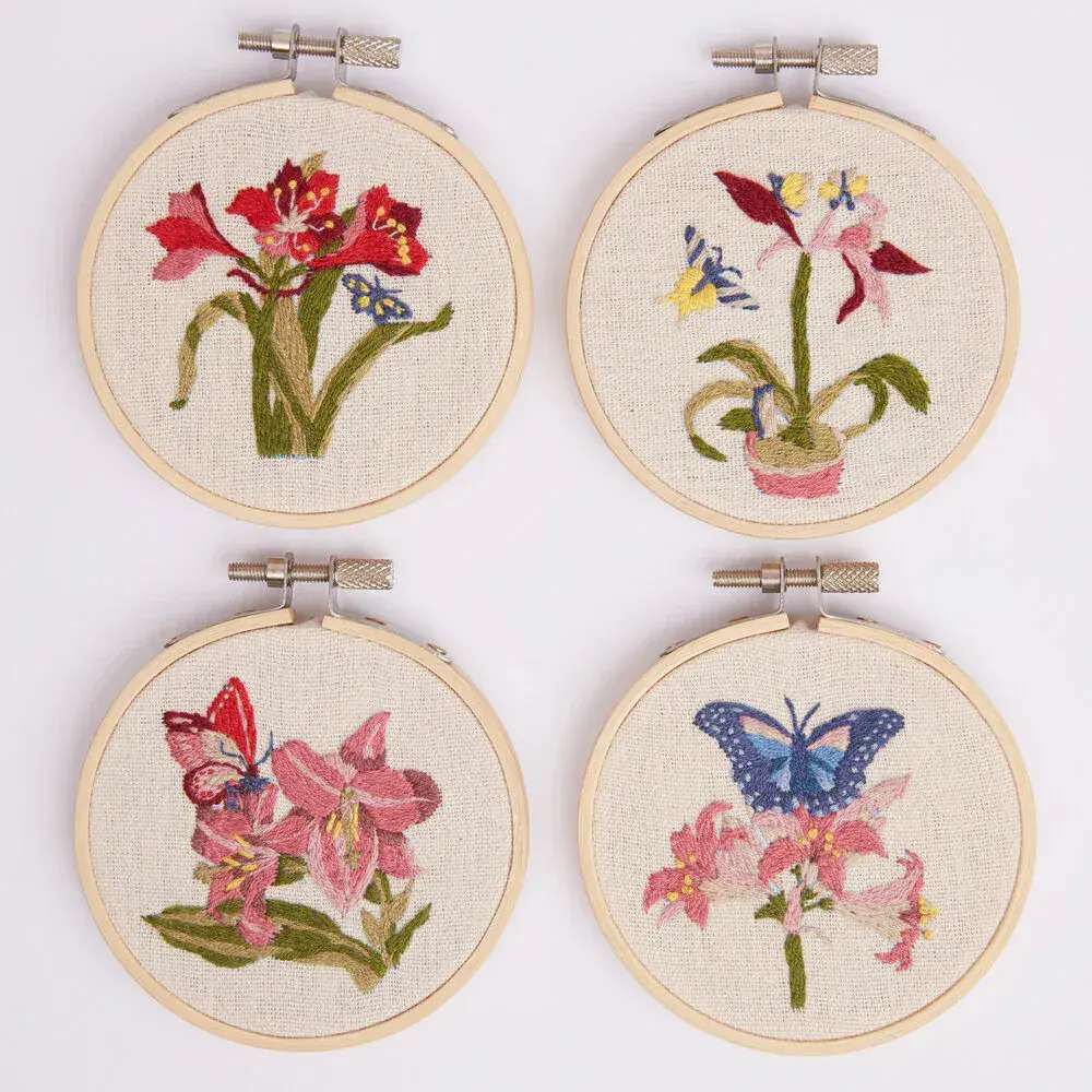 RHS Butterfly and Flora Set of 4 embroidery kit