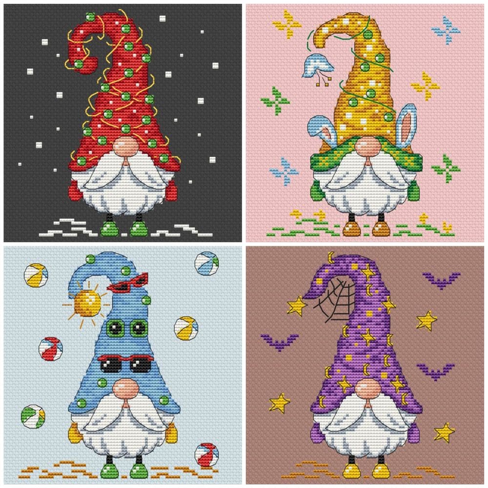 Seasonal Gnomes cross stitch chart by Artmishka Cross Stitch