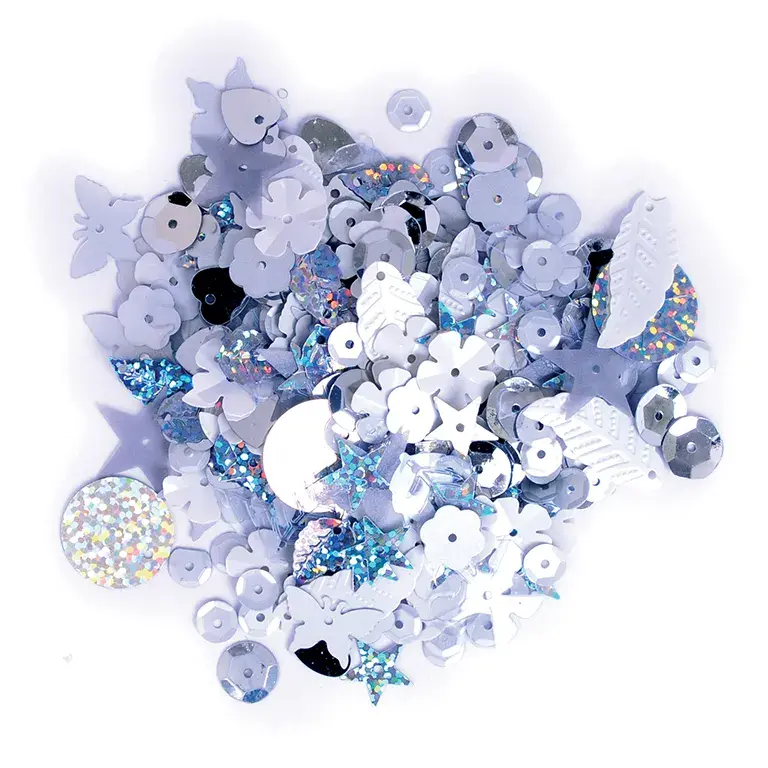 Sequins Assorted Shapes & Sizes Silver and Grey 20g