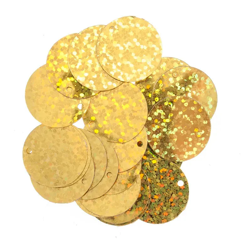 Sequins Flat Holographic 19mm Gold Pack of 24
