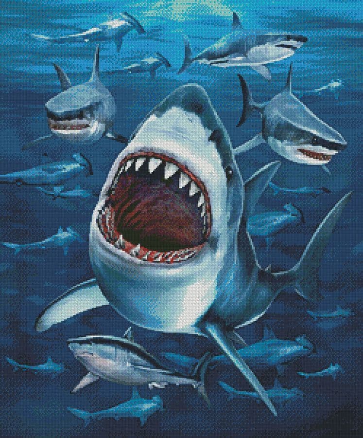 Shark Frenzy by Artecy printed cross stitch chart