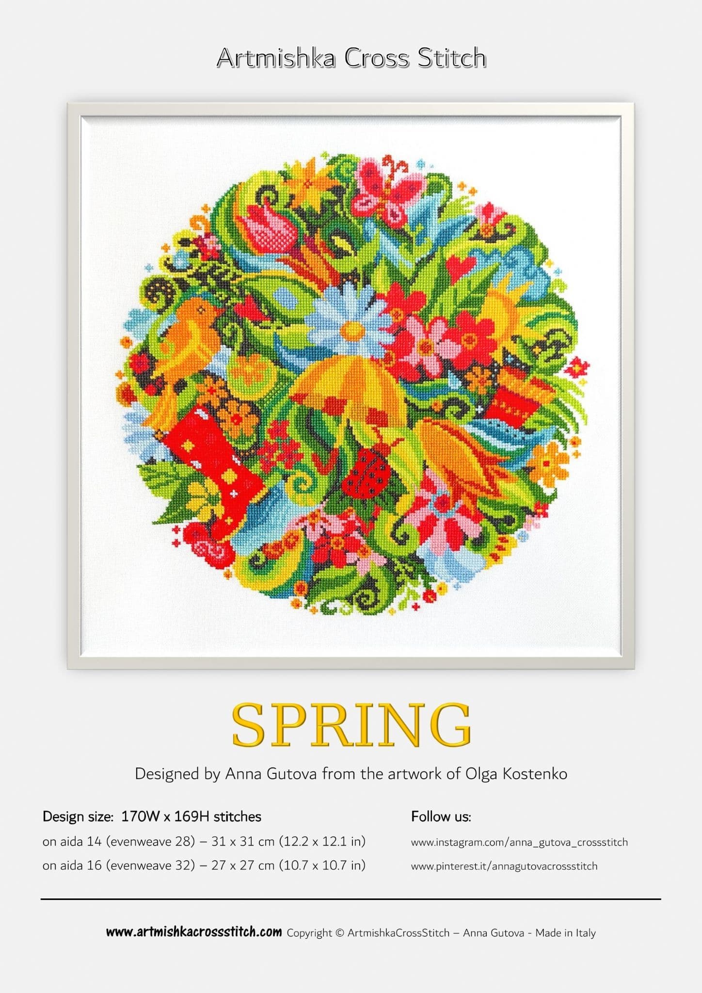 Spring cross stitch chart by Artmishka Cross Stitch