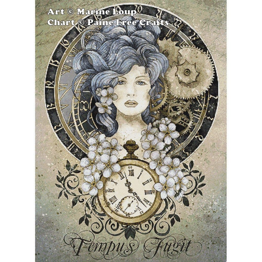 Tempus Fugit Time Flies by Paine Free Crafts printed cross stitch chart