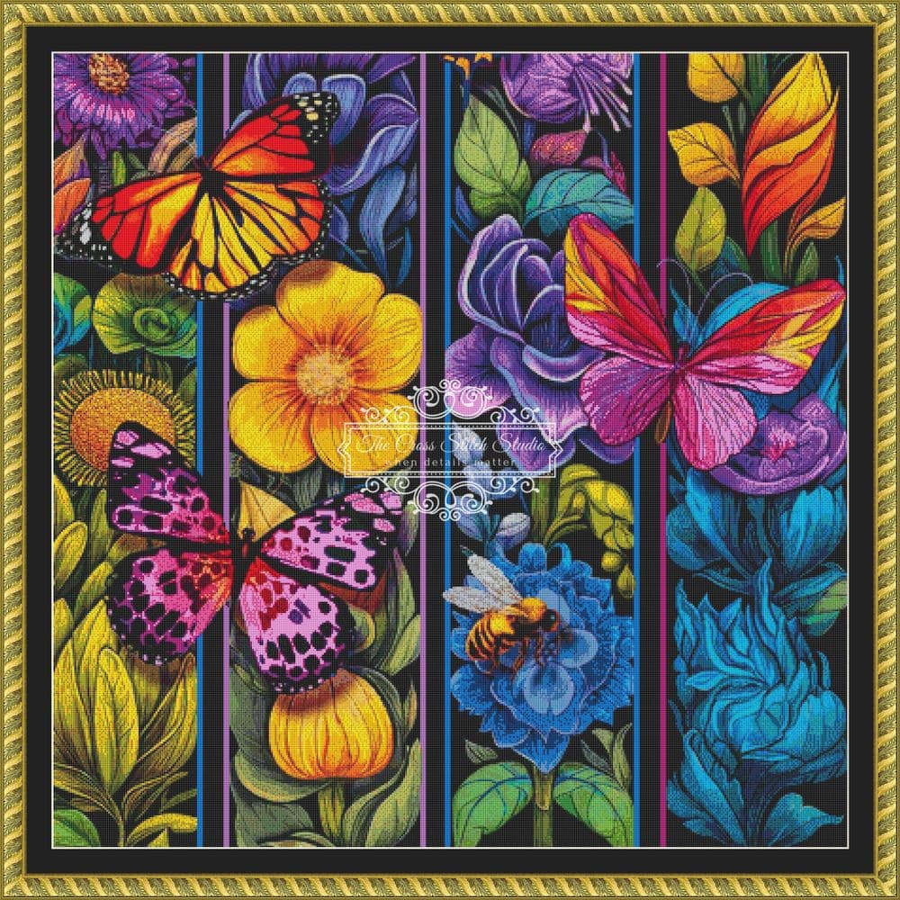 The Cross Stitch Studio Flowers and Flyers Crop 2 Printed cross stitch ...