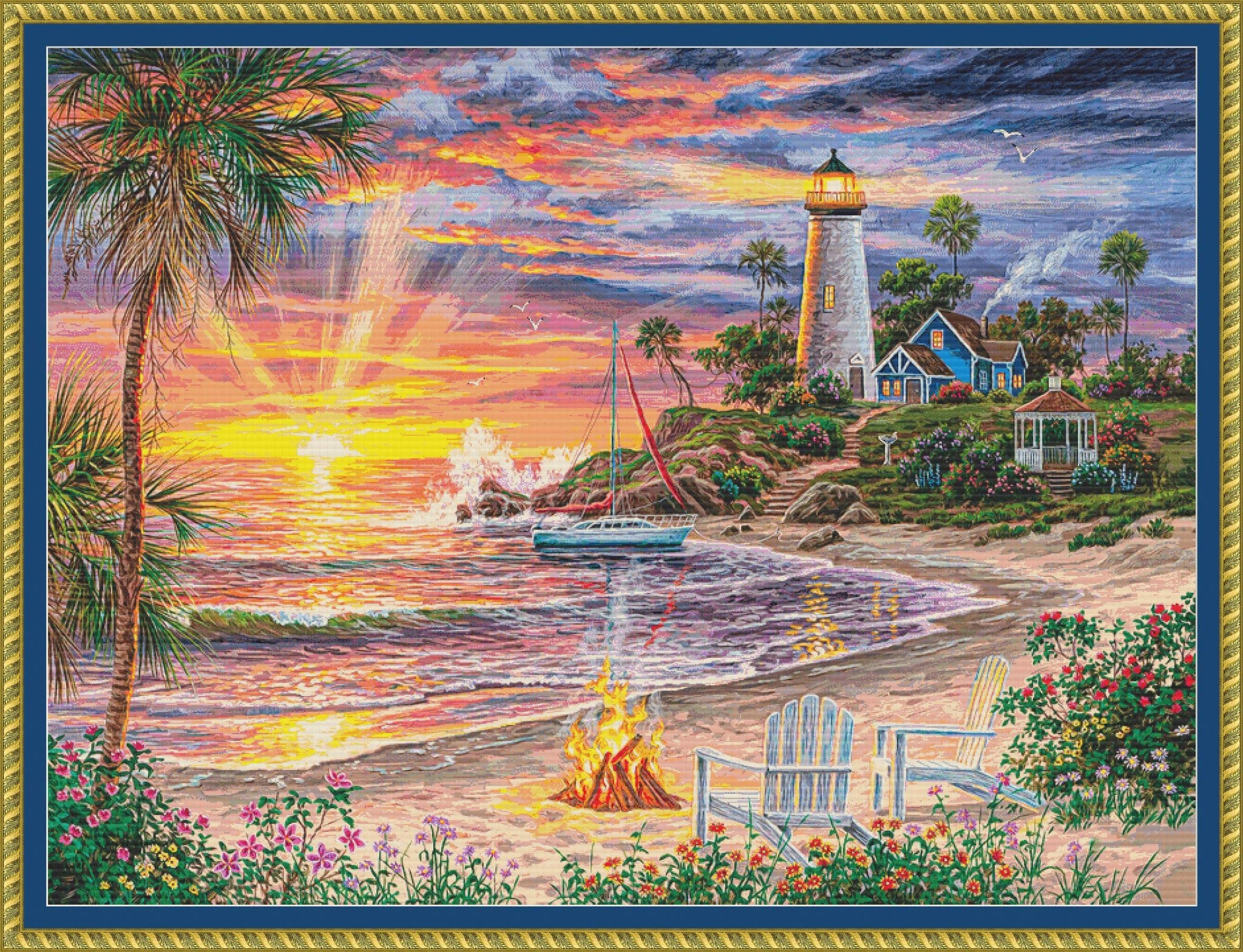 The Cross Stitch Studio Honeymoon Sunset printed cross stitch chart
