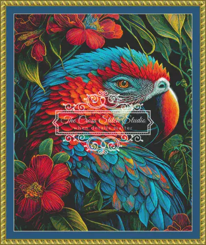 The Cross Stitch Studio Tropical Birds Amazonia printed cross stitch chart