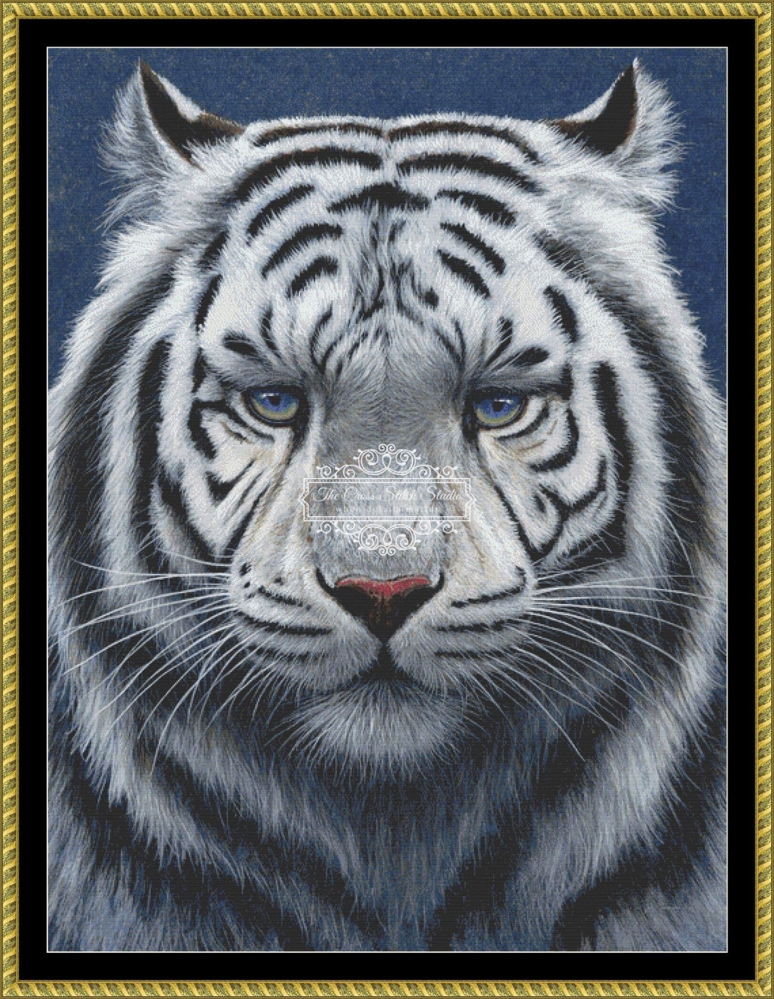 The Cross Stitch Studio White Tiger Ghost printed cross stitch chart