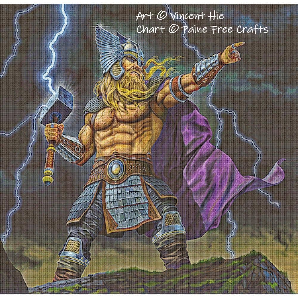 Thor God of Thunder by Paine Free Crafts printed cross stitch chart