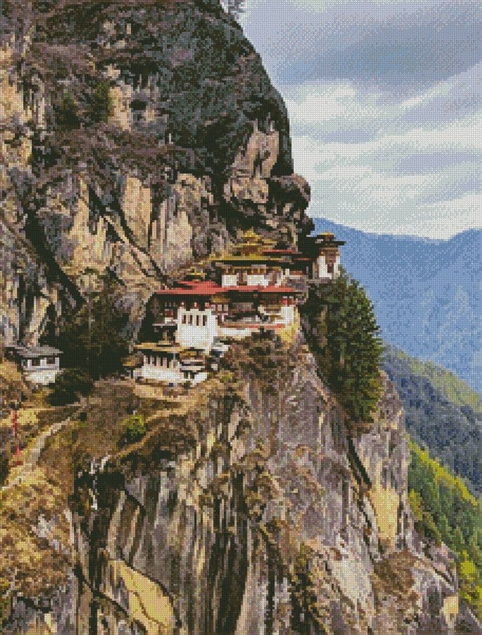 Tiger s Nest Monastery by Artecy printed cross stitch chart