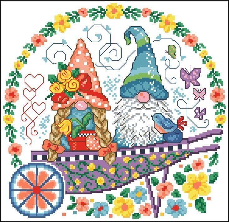 Ursula Michael Gnomes in the Garden cross stitch chart