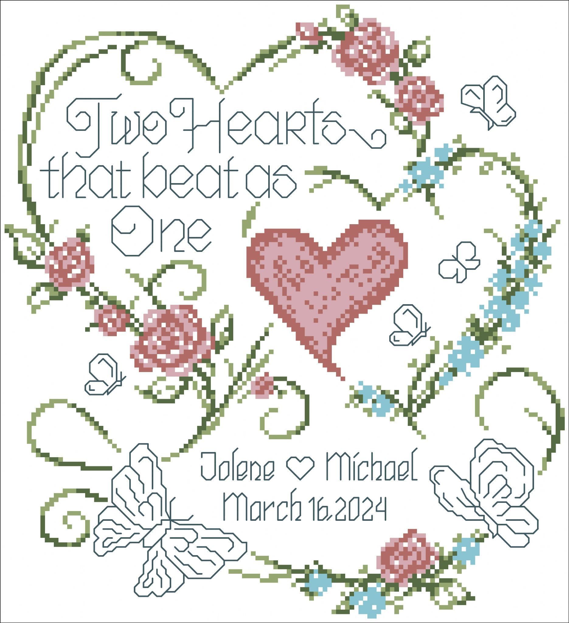 Ursula Michael Two Hearts Wedding cross stitch chart