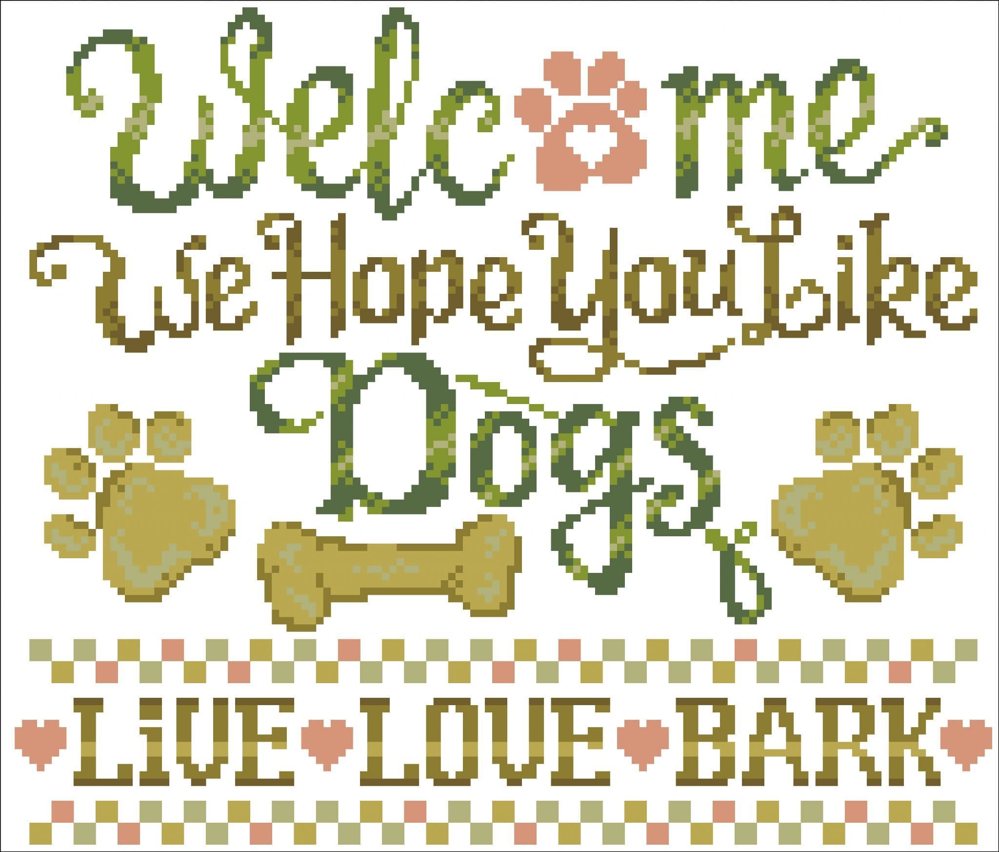 Ursula Michael Welcome We Hope you Like Dogs cross stitch chart