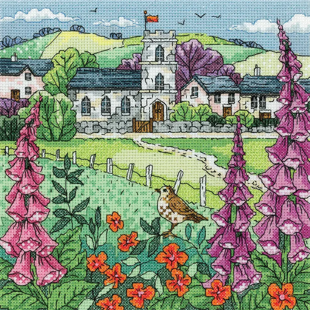 Village Church cross stitch kit - Karen Carter Villages