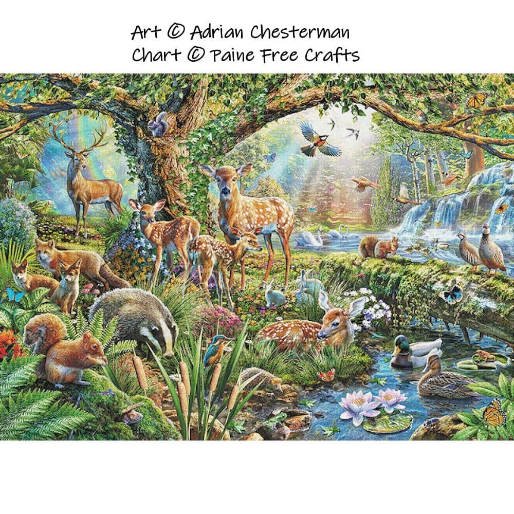Woodland Creatures by Paine Free Crafts printed cross stitch chart