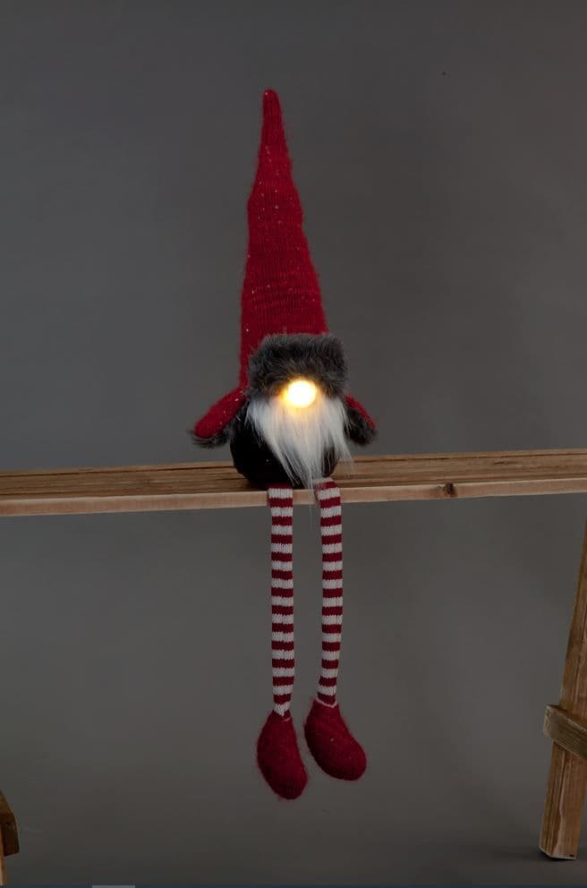 Sitting LED Gonk 72cm Plush Christmas Decoration Red/Grey