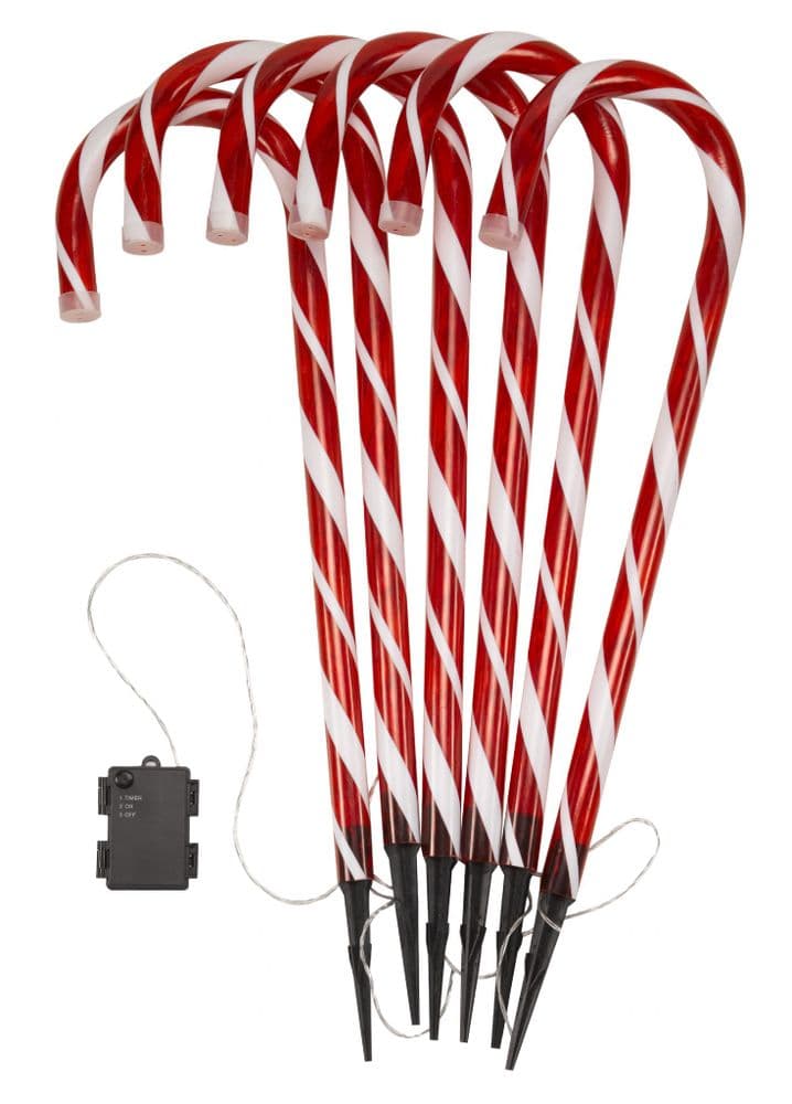 Three Kings Candy Cane Stakes Set of 6 Path Lights