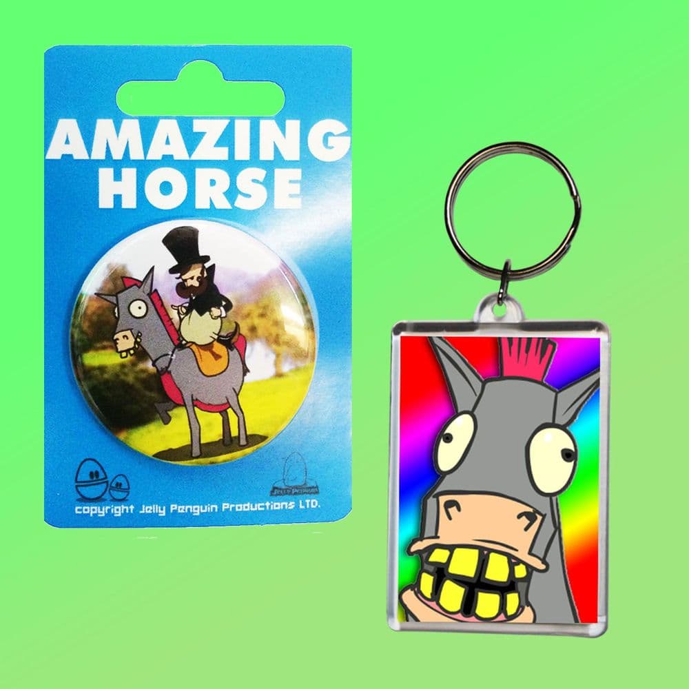 Amazing Horse Pin Badge & Keyring Set