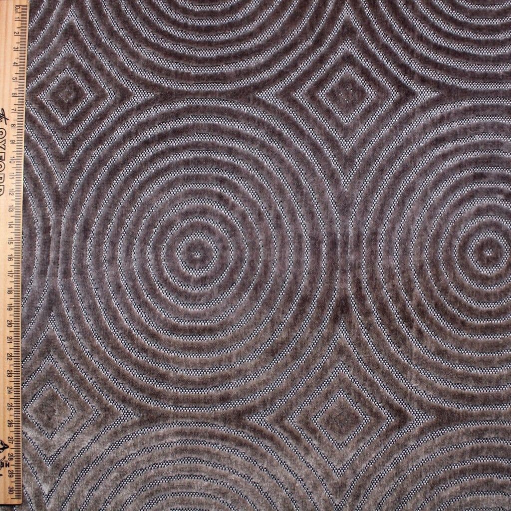 Devore Velvet Upholstery Fabric - Grey Circles