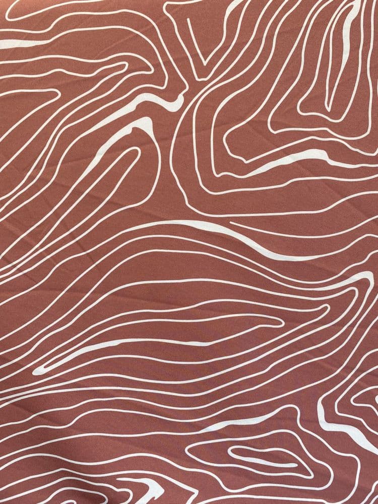 LINES - Dusty Pink and White Curved Lines Viscose Dressmaking Fabric
