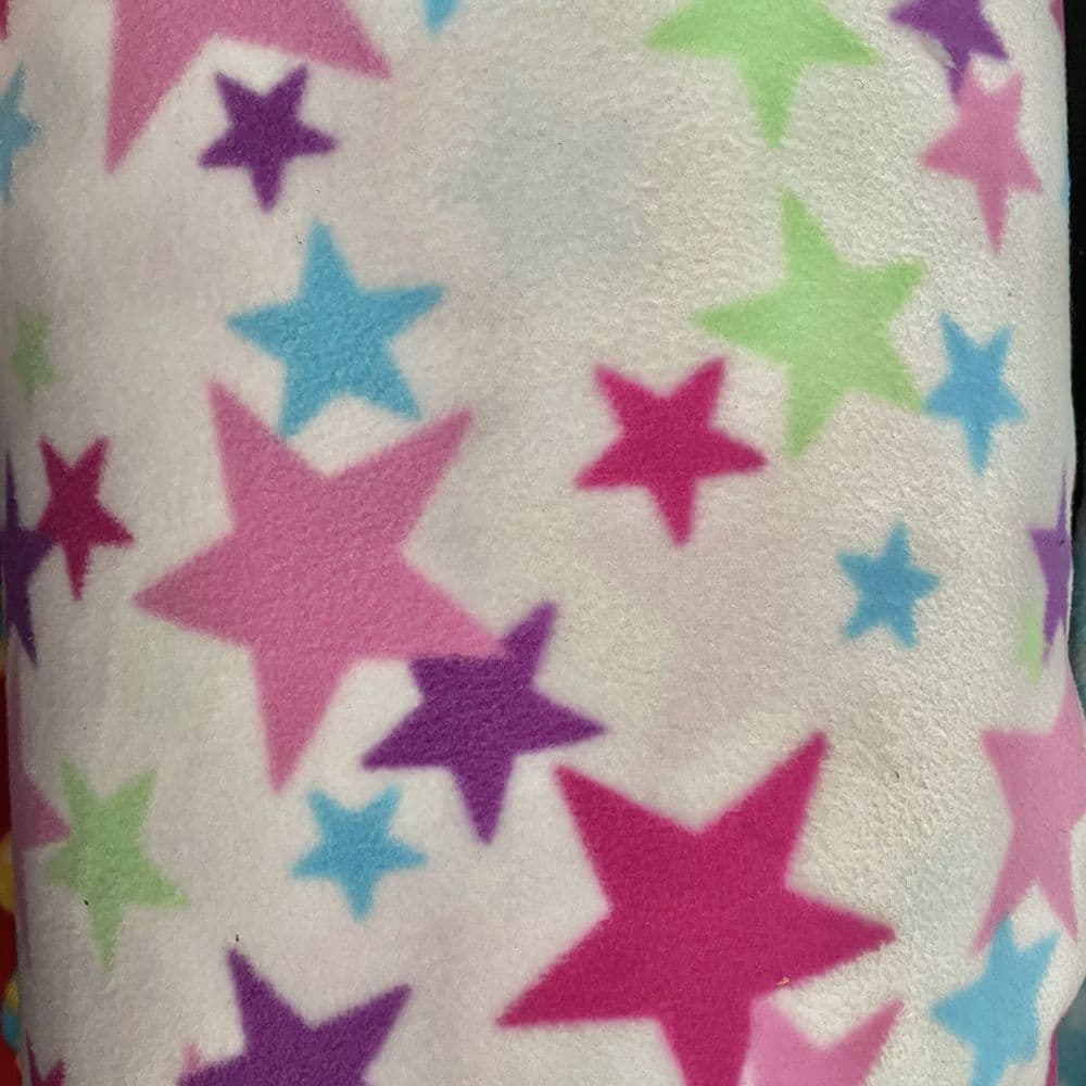 Multi-coloured Stars on White Fleece