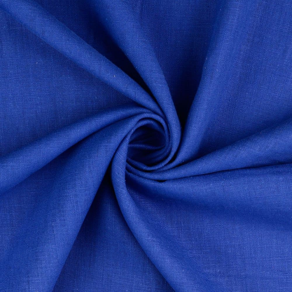 Plain Washed Linen Royal Blue