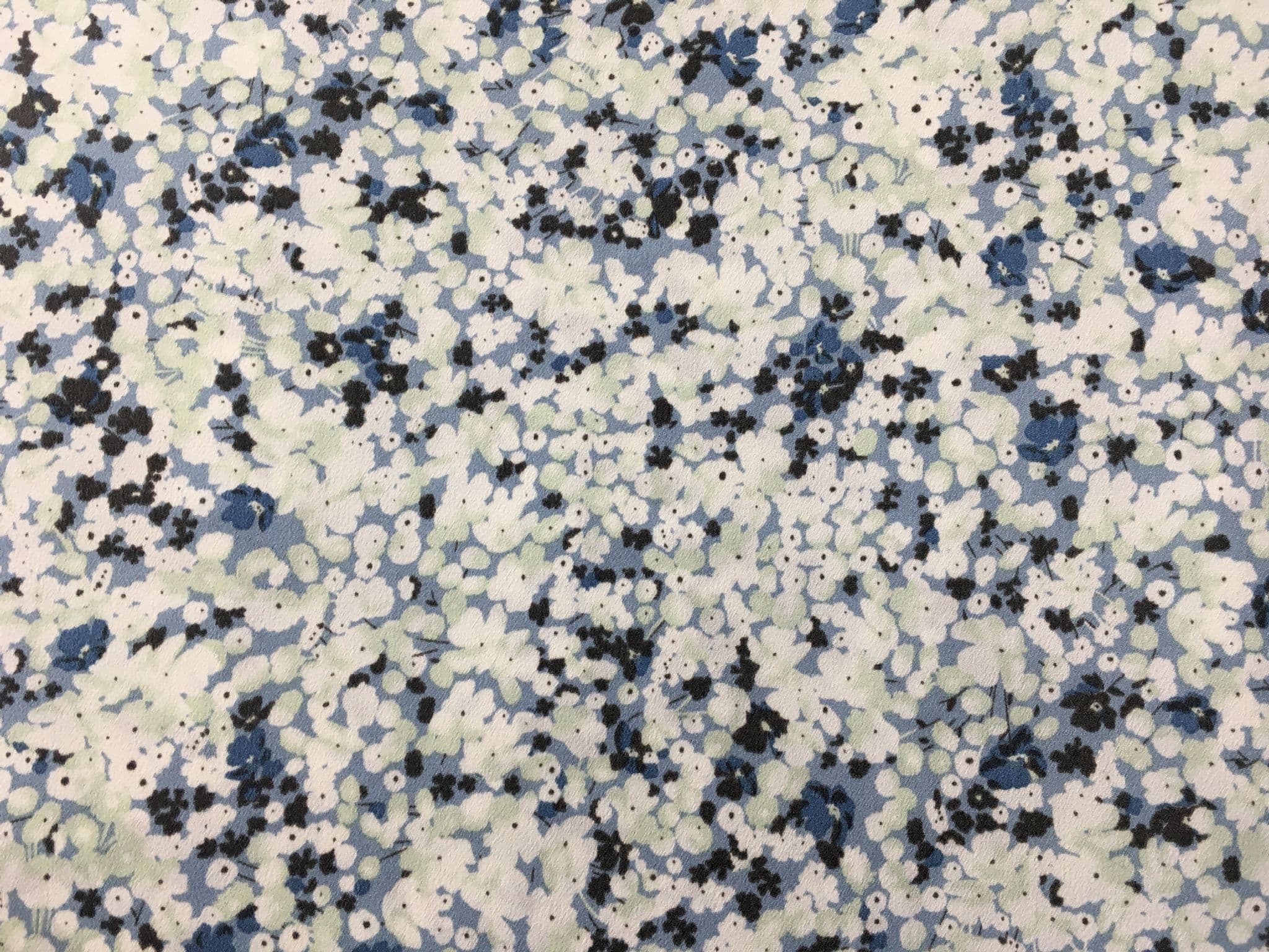 Polyester Dress Fabric - Blue and Mint Flowers