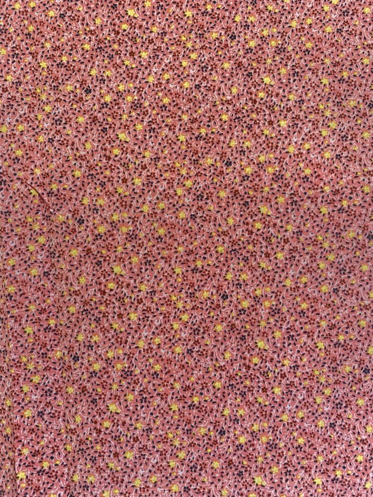 Polyester Dress Fabric - Yellow and Red Flowers on Coral Pink