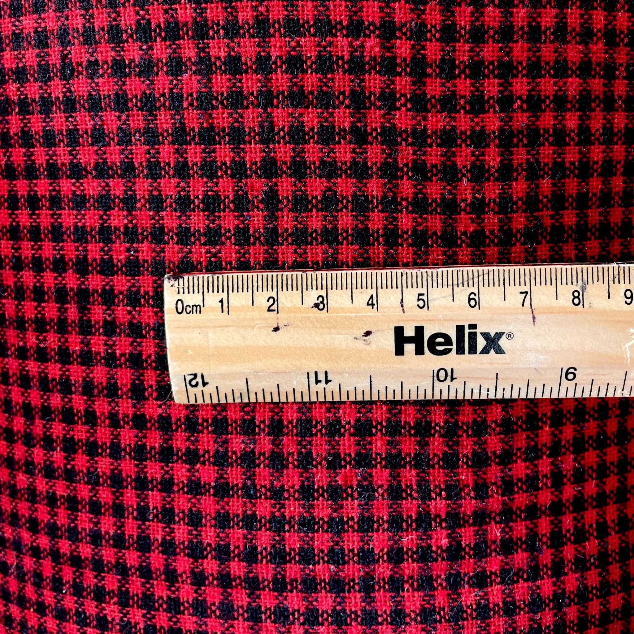 Traditional Welsh Fabric Black and Red Houndstooth Polymix Brushed Wool ...