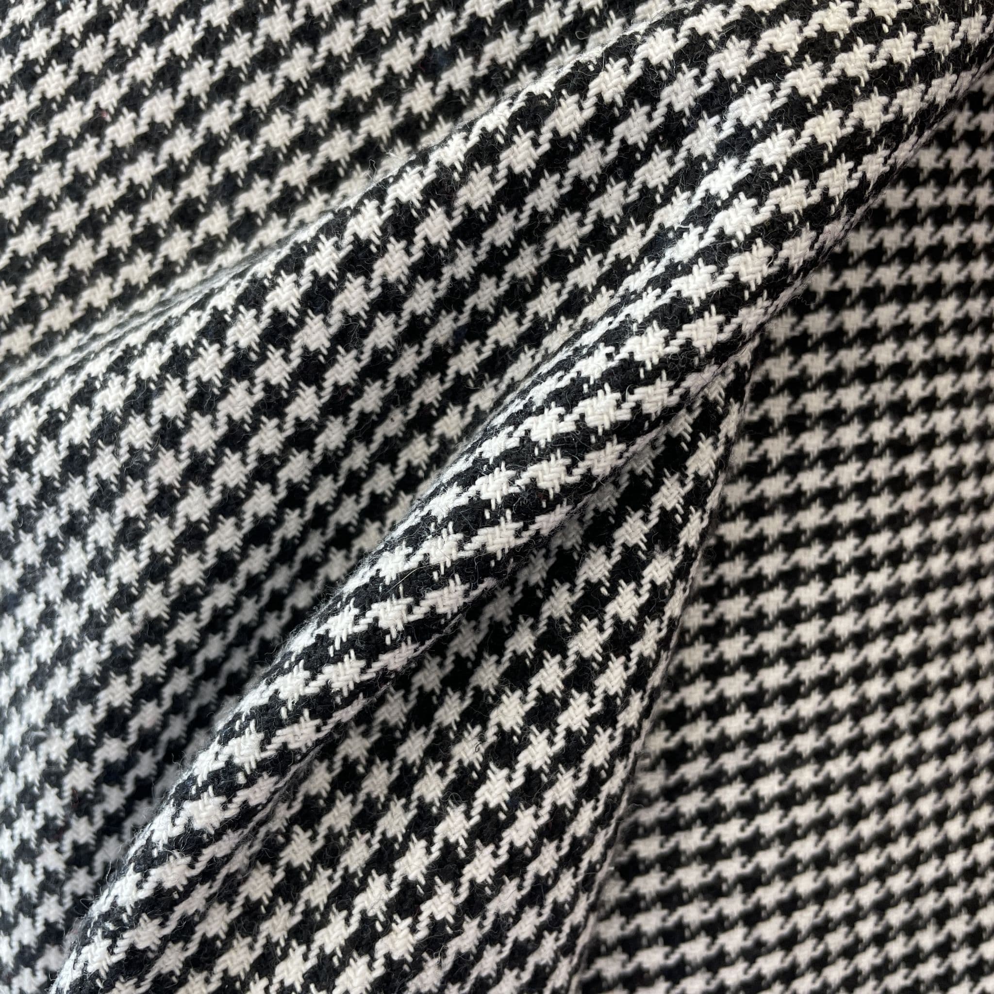 Traditional Welsh Fabric Black and White Houndstooth Polymix Brushed ...