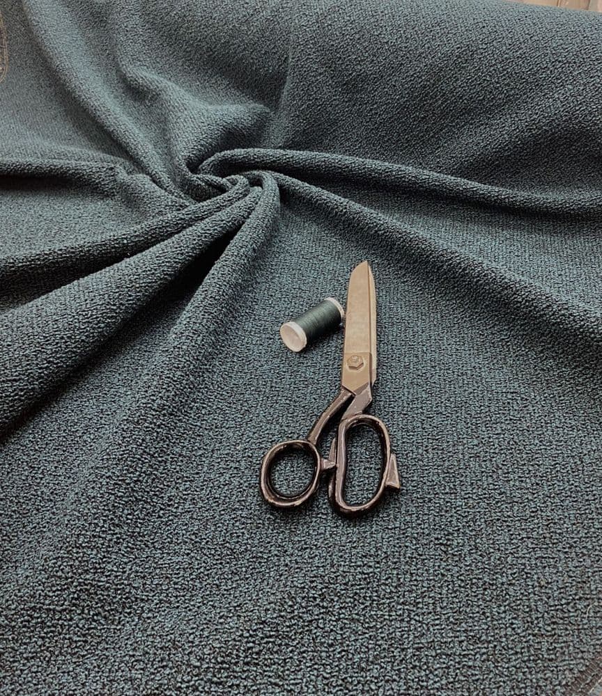 Upholstery Fabric - Boucle Poly Wool - By The Metre - Teal Green