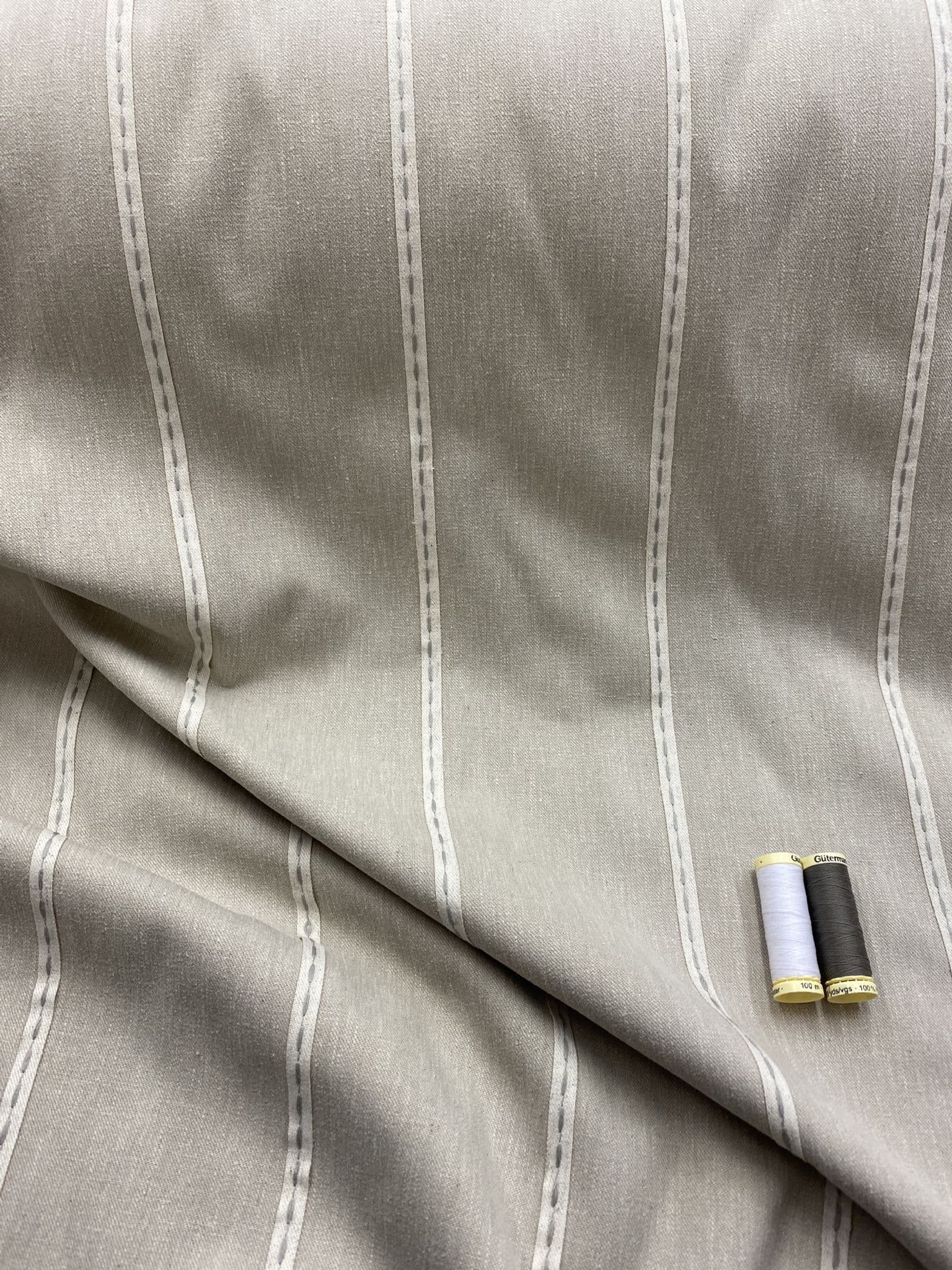 Upholstery - Raised Stripe - Cotton Soft Furnishings Curtain Fabric