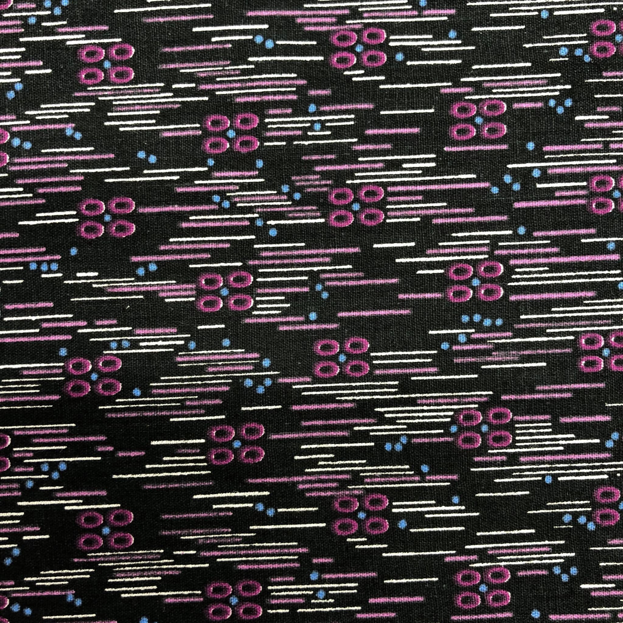 VINTAGE COTTON Retro Linear Design on Black