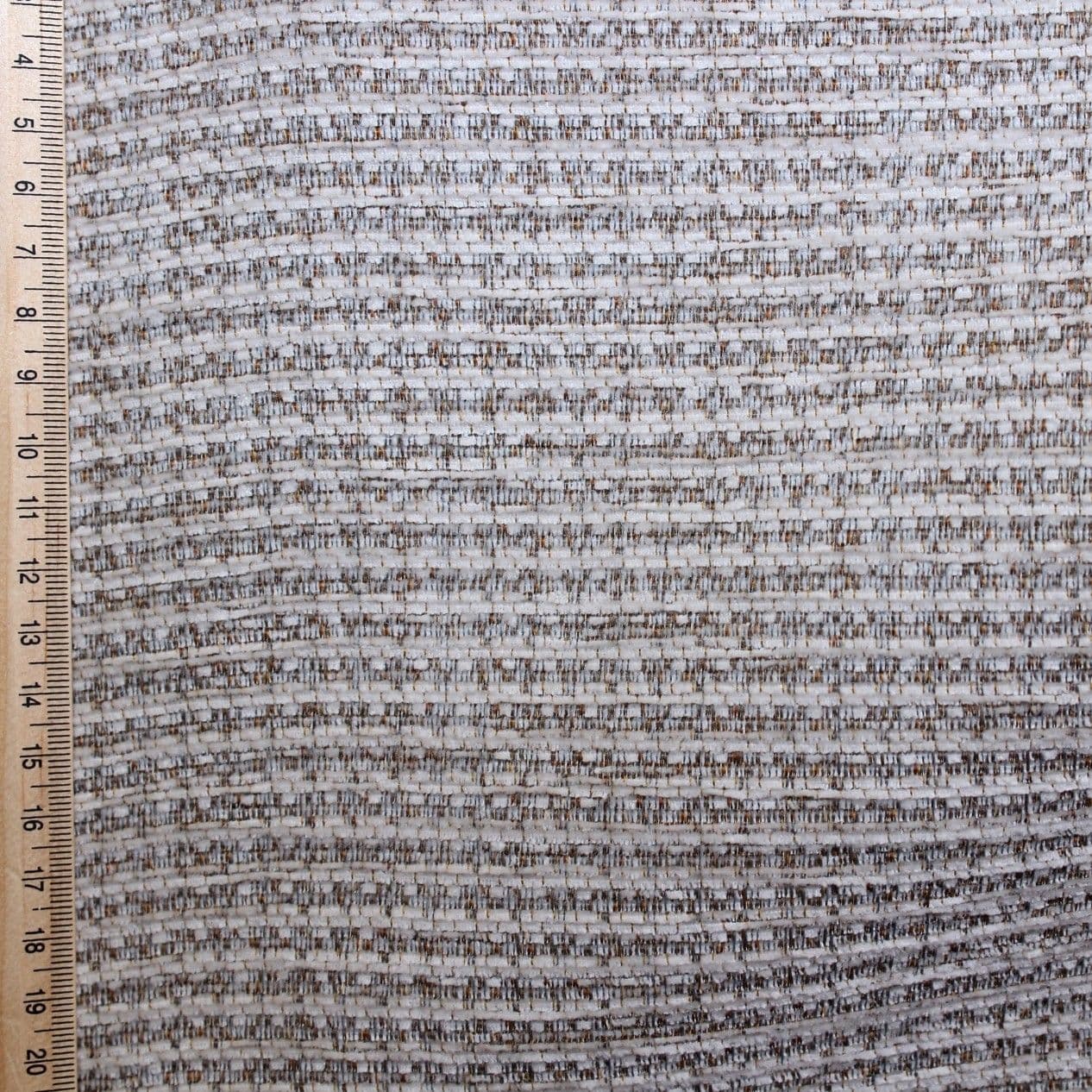 Woven Polyester & Cotton Mix Upholstery Fabric - Natural with Brown